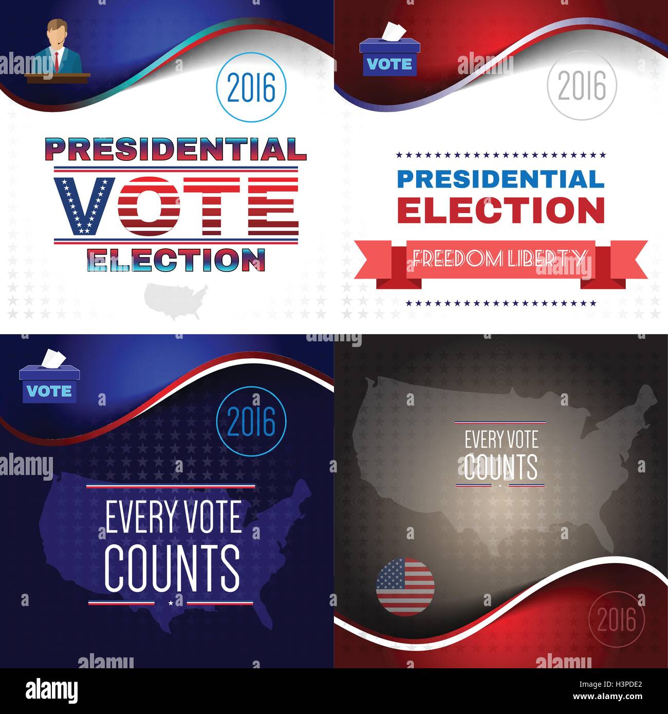 Digital vector usa presidential election with every vote counts, flat ...