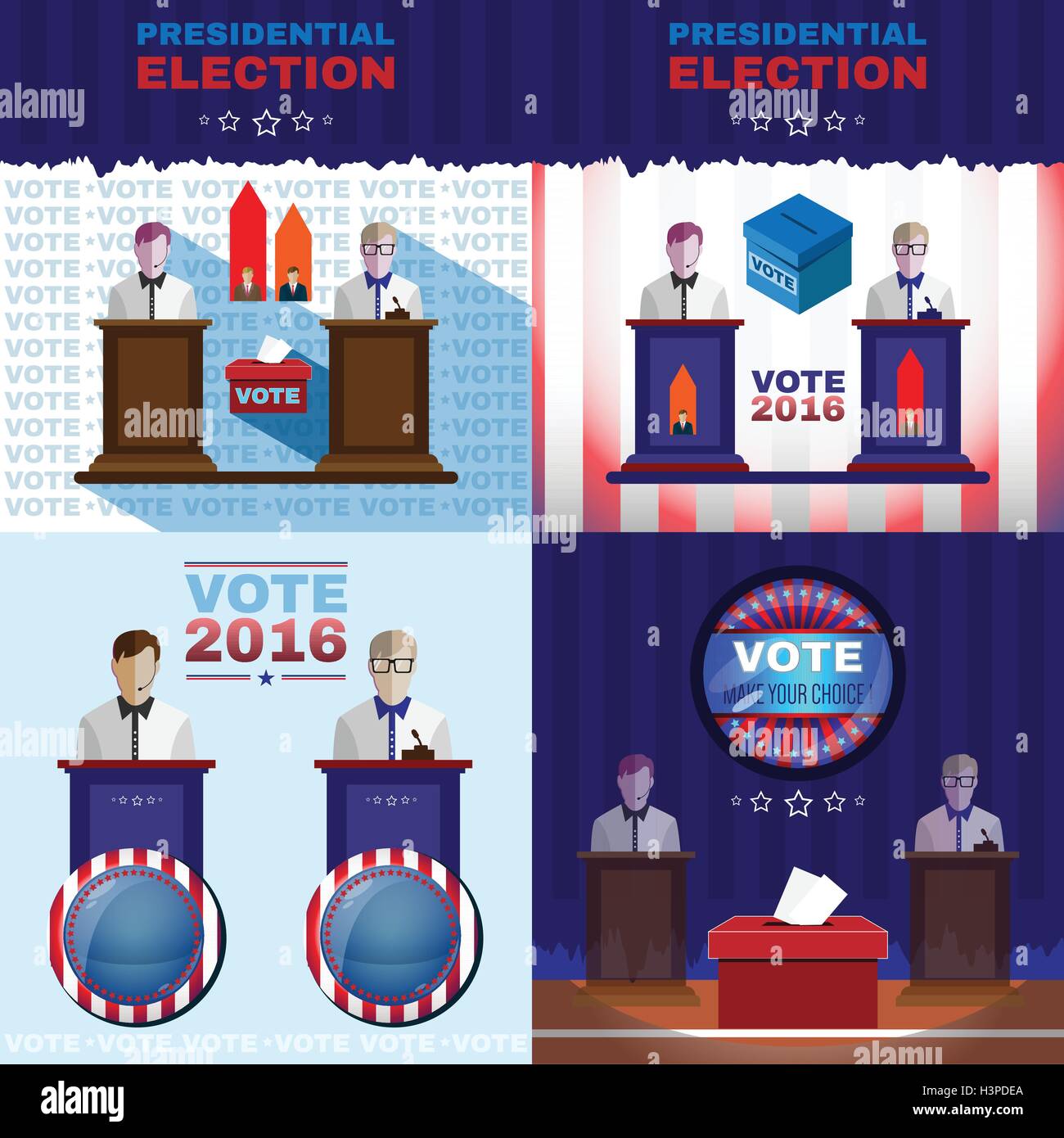 Digital vector usa presidential election with vote box, flat style ...