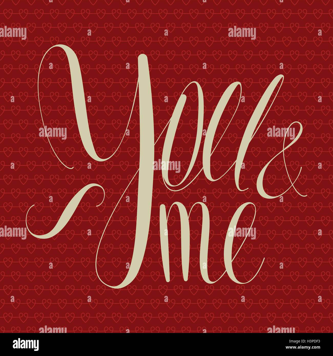 you and me elegant calligraphy on cute hearts background Stock Photo ...