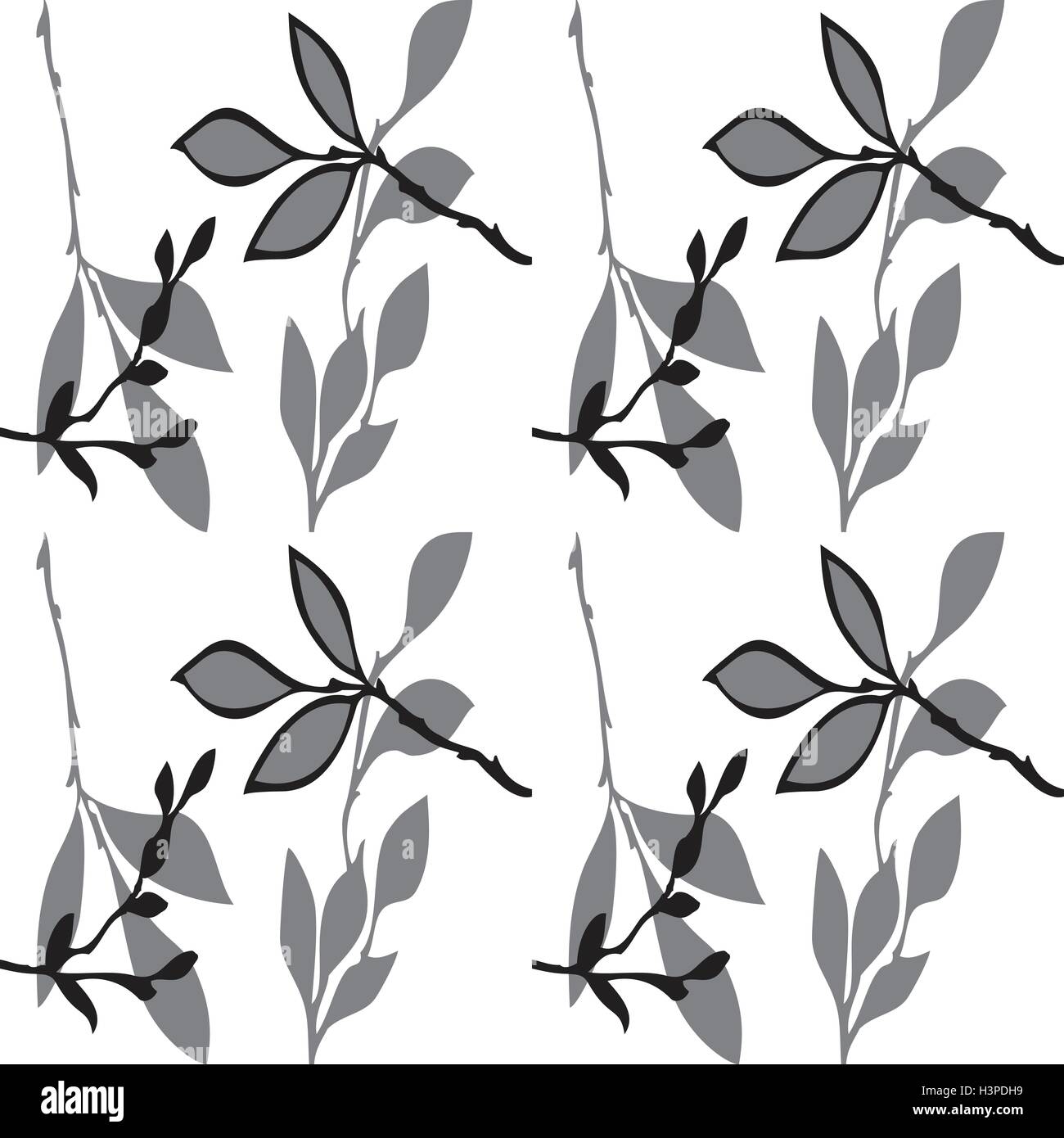 Vector abstract seamless monochrome pattern of leaves of white ...