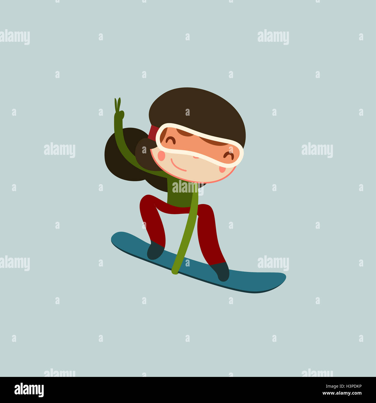 girl snowboarding. winter sport kids. vector illustration Stock Photo ...
