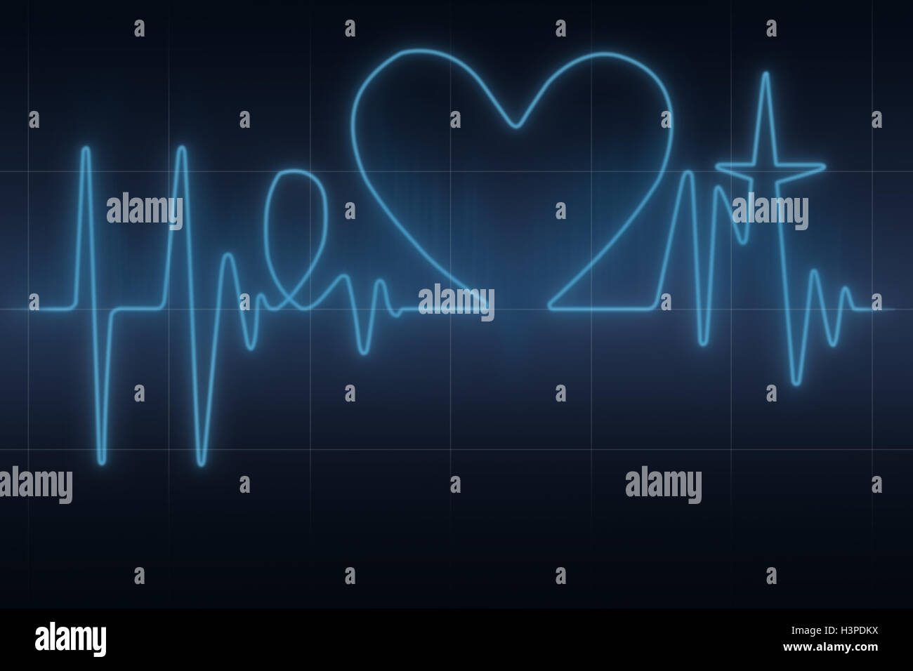 Conceptual blue ecg graph in the shape of heart word with heart symbol ...