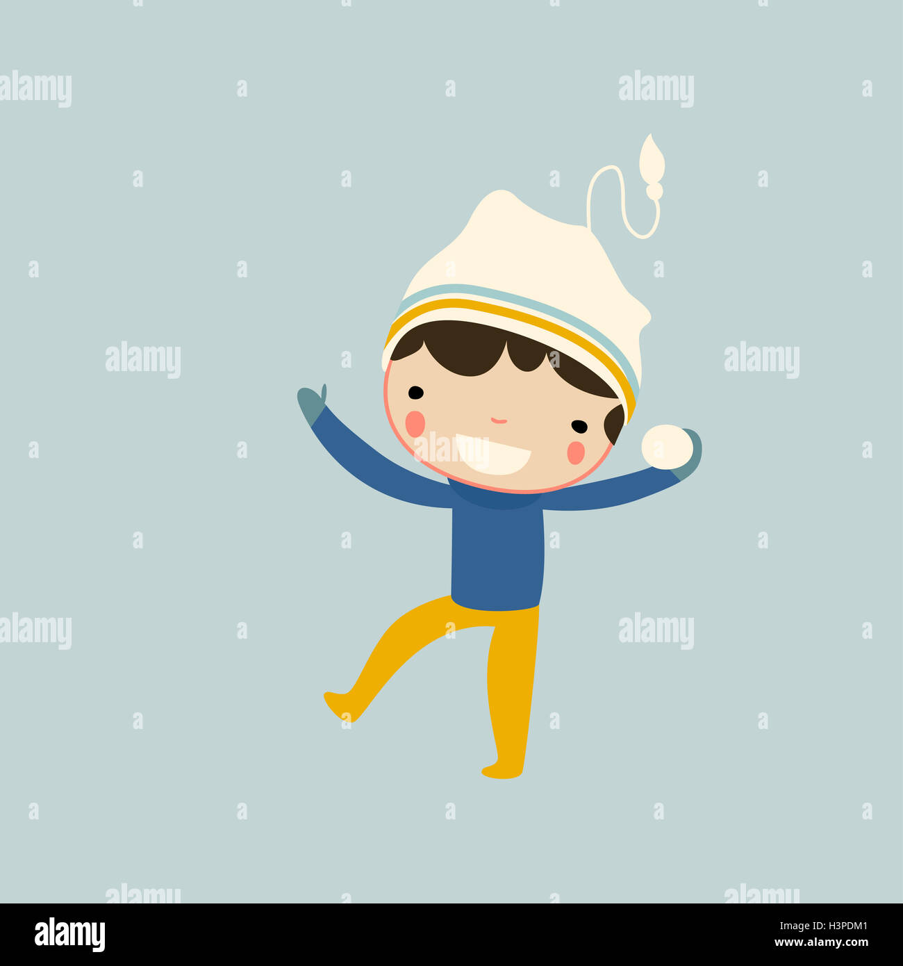 Boy throwing snowball cartoon illustration hi-res stock photography and ...