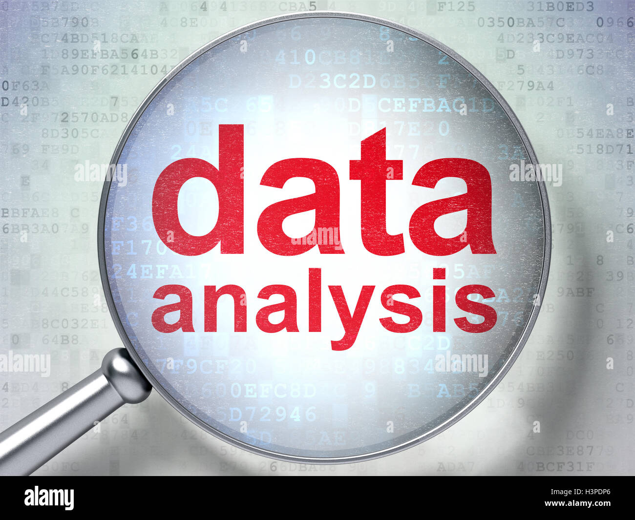 Data concept: Data Analysis with optical glass Stock Photo - Alamy