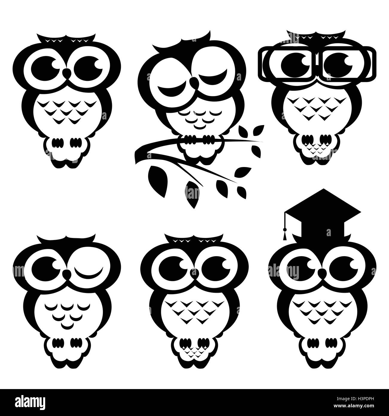 Vector set of owls. Cartoon illustration Stock Vector Image & Art - Alamy
