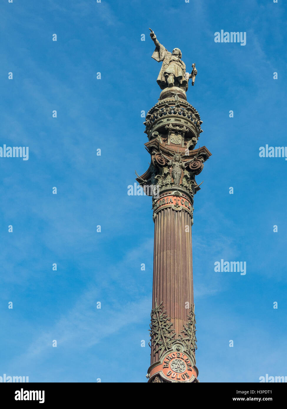 Christopher Columbus monument in the sea front, Barcelona, Spain Stock ...