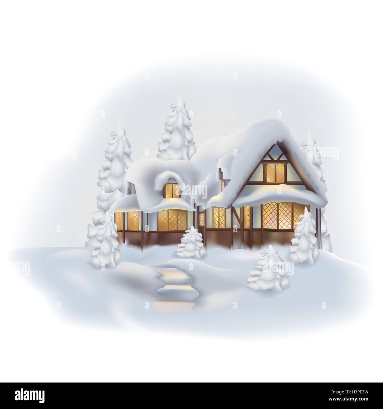 Snow covered trees frost Stock Vector Images - Alamy