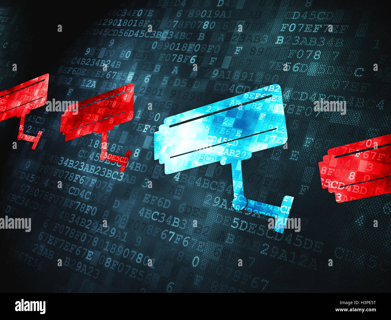 Security concept: Cctv Camera on digital background Stock Photo - Alamy