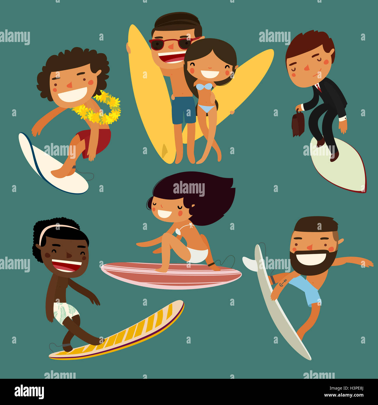 Cartoon Surfer Woman Smiling High Resolution Stock Photography and ...