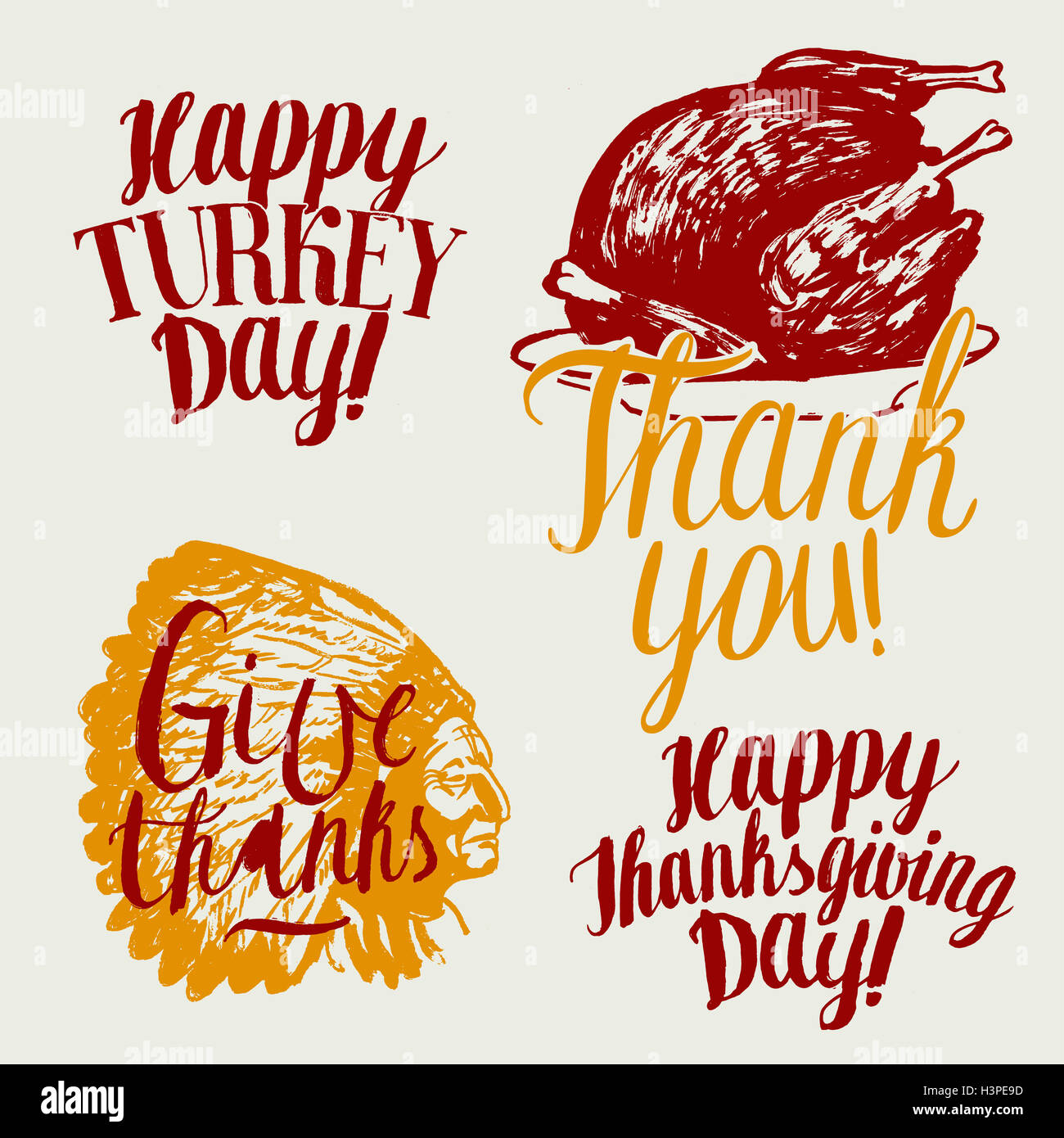 thanksgiving day calligraphy label. vector set Stock Photo - Alamy