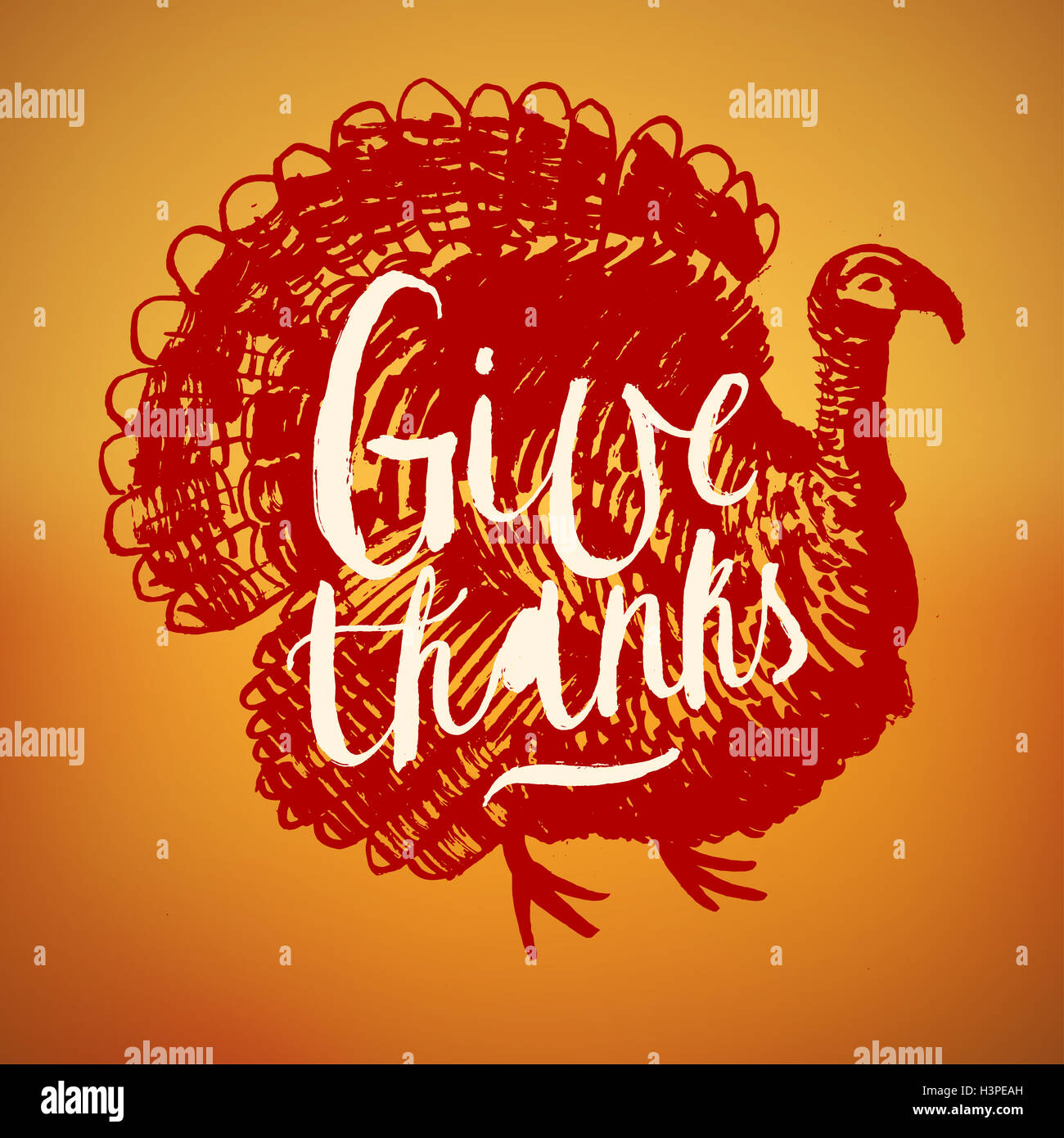 give thanks turkey calligraphy. vector label Stock Photo - Alamy