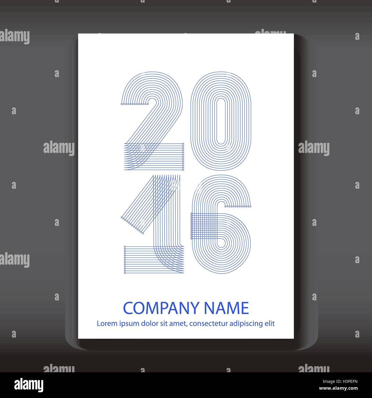 Cover Annual Report numbers 2016, modern design on blue background ...