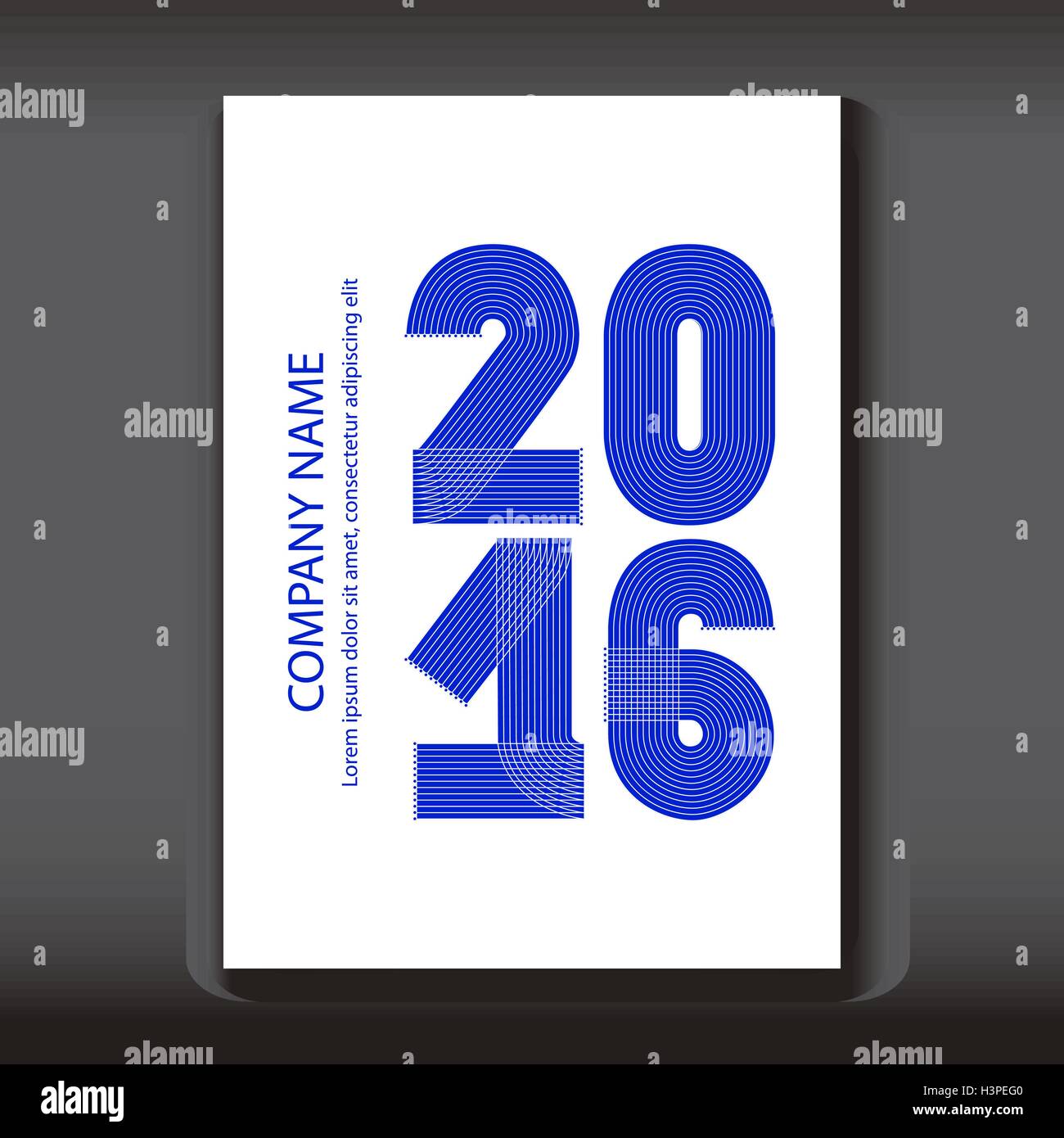 Cover Annual Report numbers 2016, modern design on blue background ...
