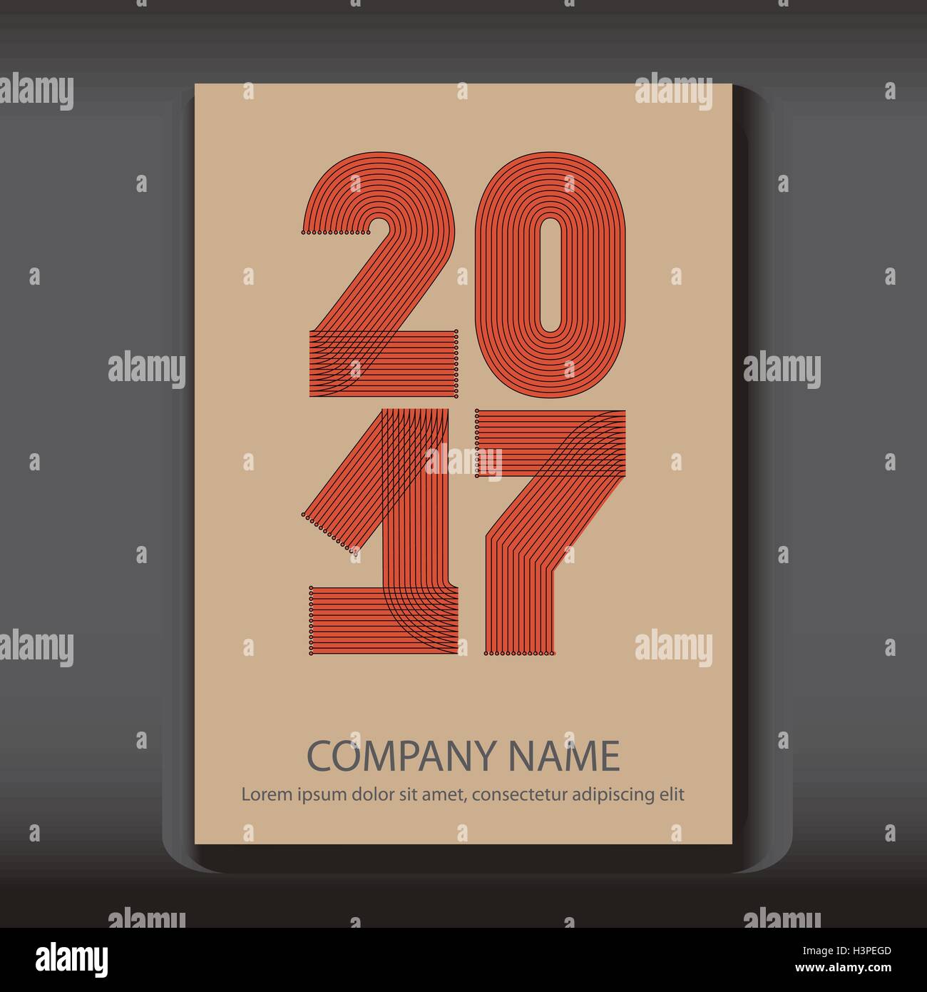 Cover Annual Report numbers 2017, modern design on blue background ...