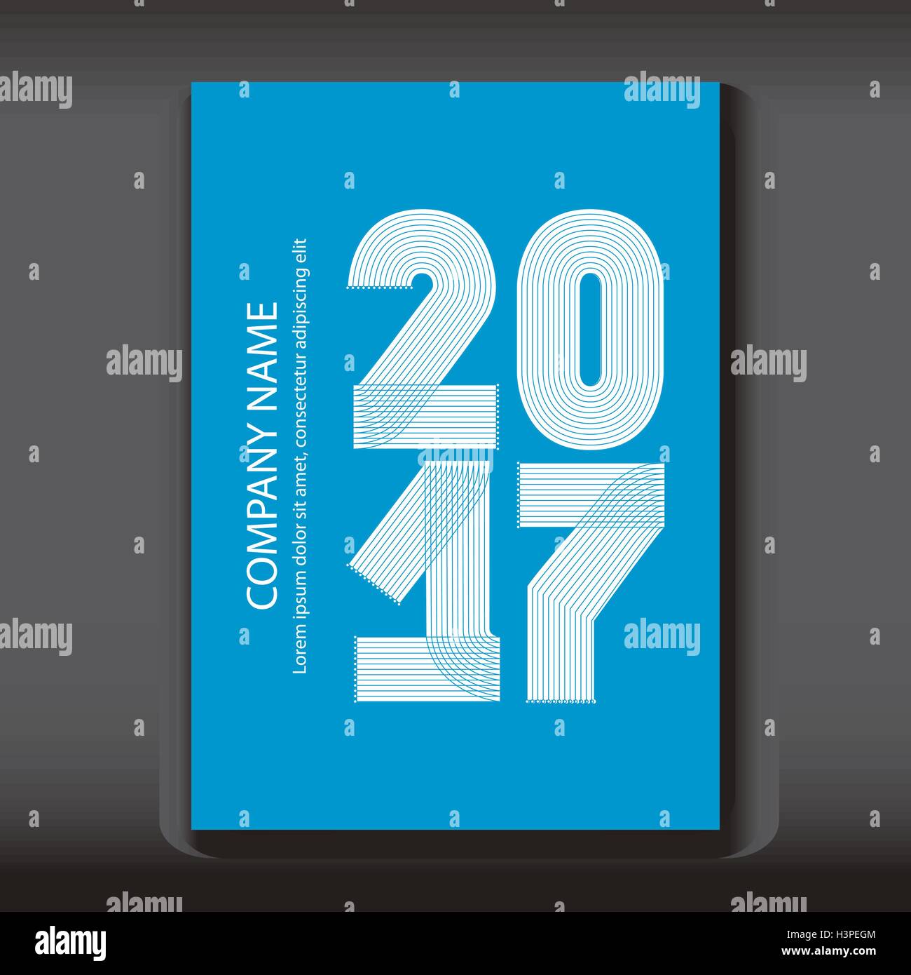 Cover Annual Report numbers 2017, modern design on blue background ...