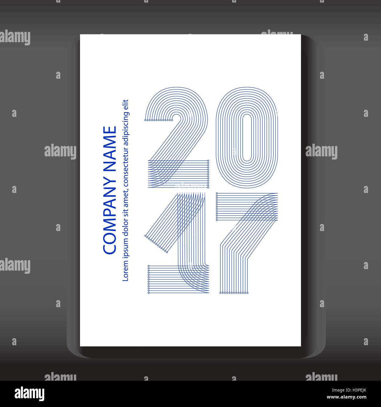 Cover Annual Report numbers 2017, modern design on blue background ...