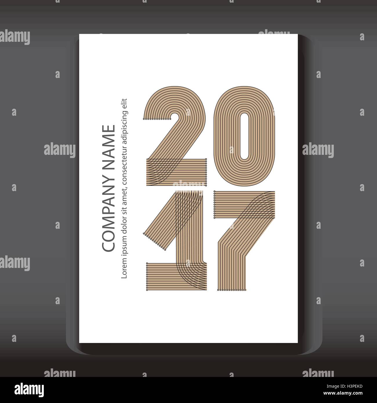 Cover Annual Report numbers 2017, modern design on blue background ...