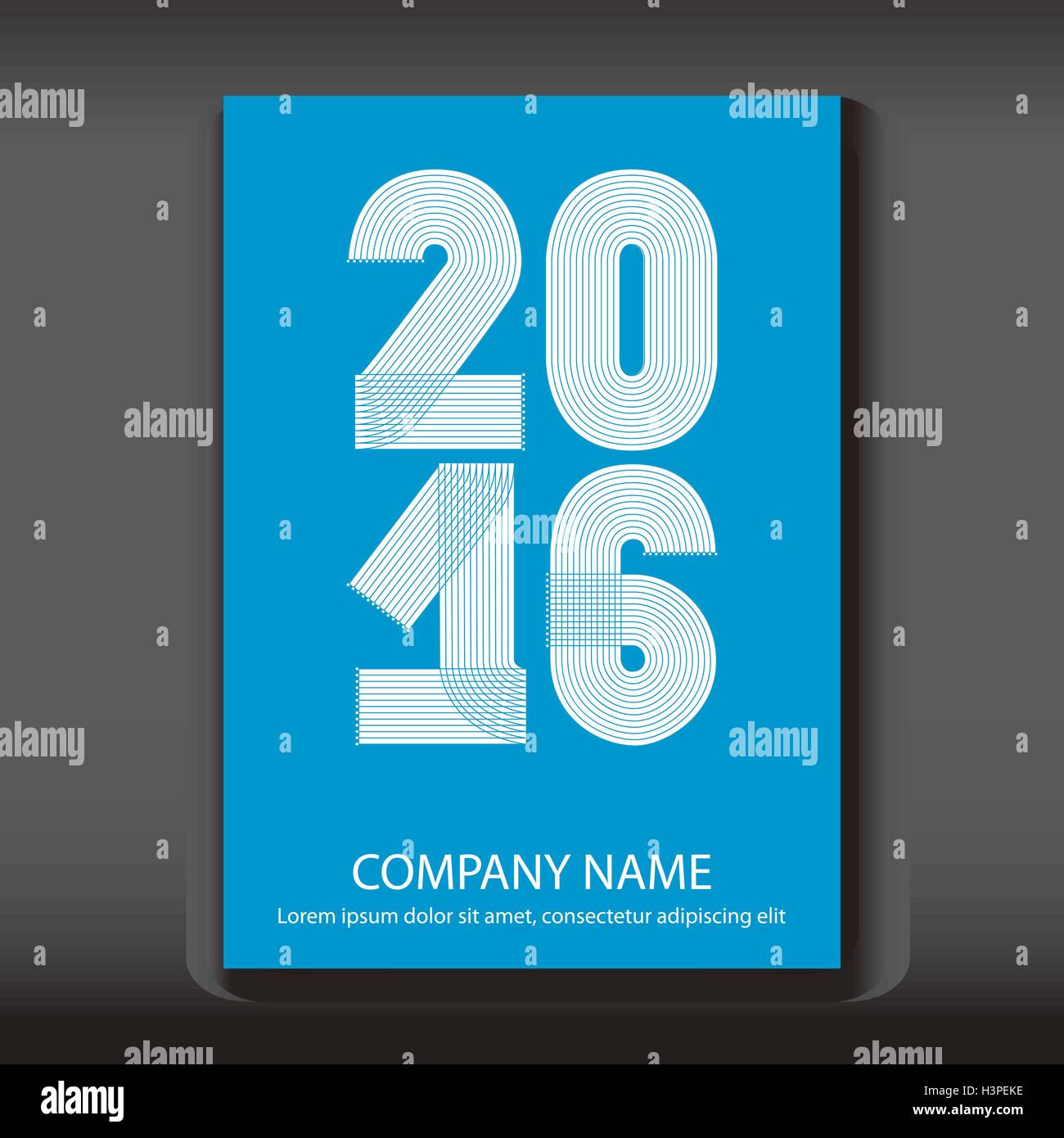 Cover Annual Report numbers 2016, modern design on blue background ...
