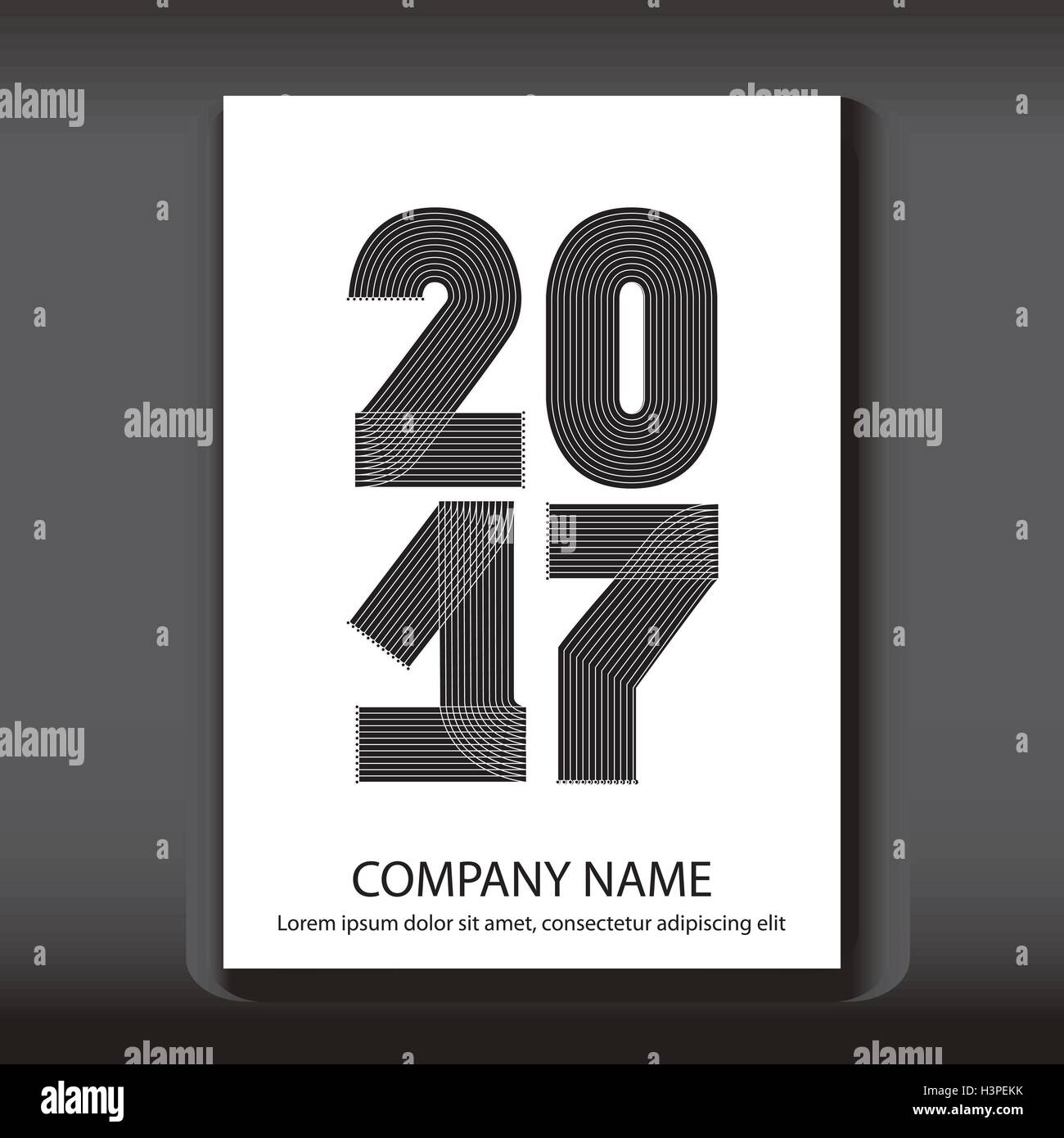 Cover Annual Report numbers 2017, modern design on blue background ...