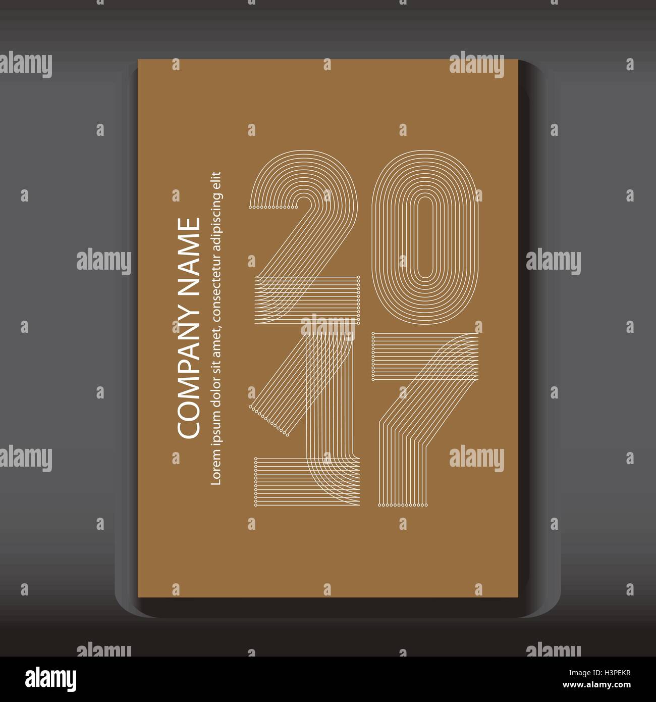 Cover Annual Report numbers 2017, modern design on blue background ...