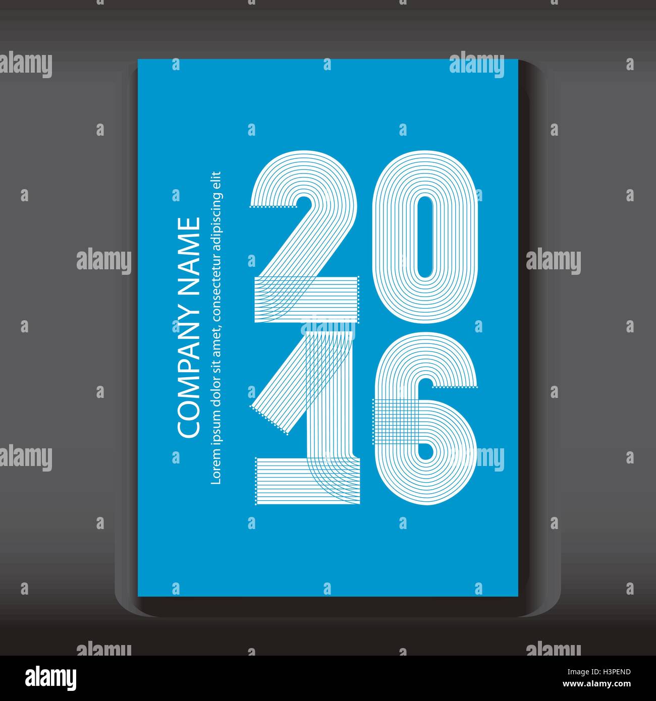 Cover Annual Report numbers 2016, modern design on blue background ...