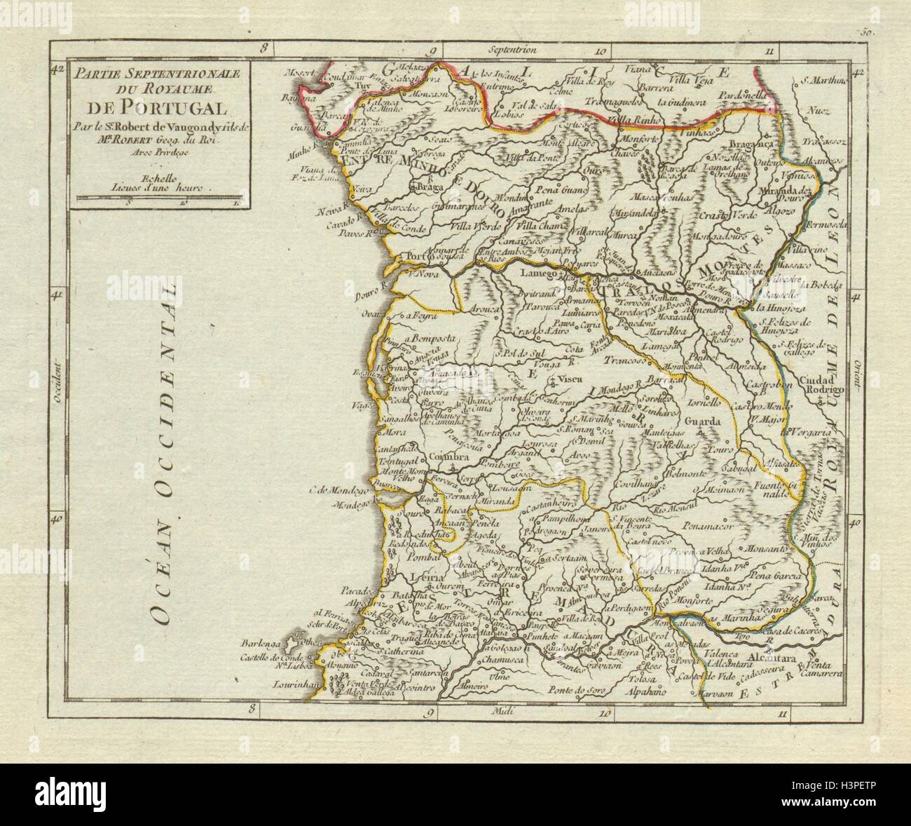 'Partie Septentrionale du Royaume de Portugal'. VAUGONDY. Beira Douro ...