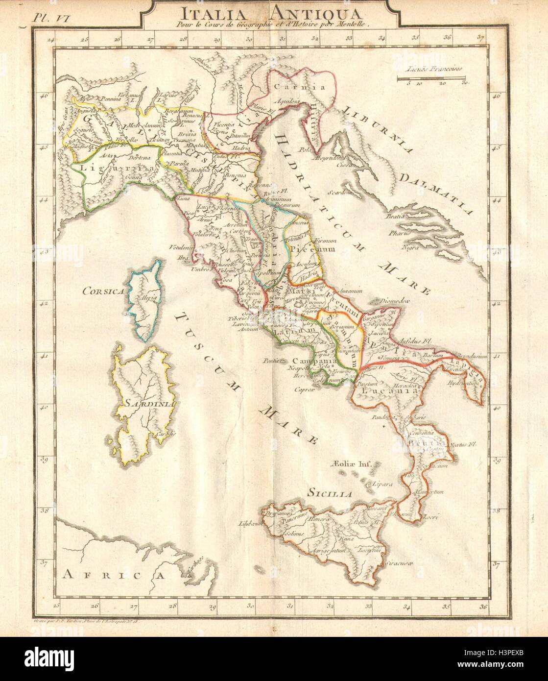 'Italia Antiqua' by Pierre François Tardieu. Ancient Roman Italy c1780 ...