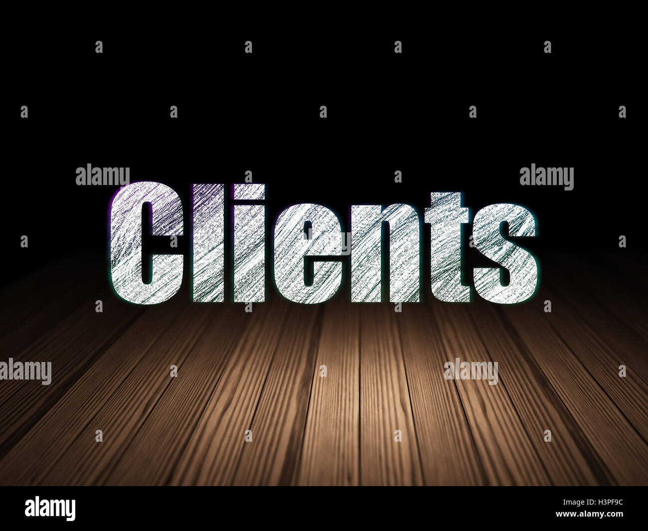 Business concept: Clients in grunge dark room Stock Photo - Alamy