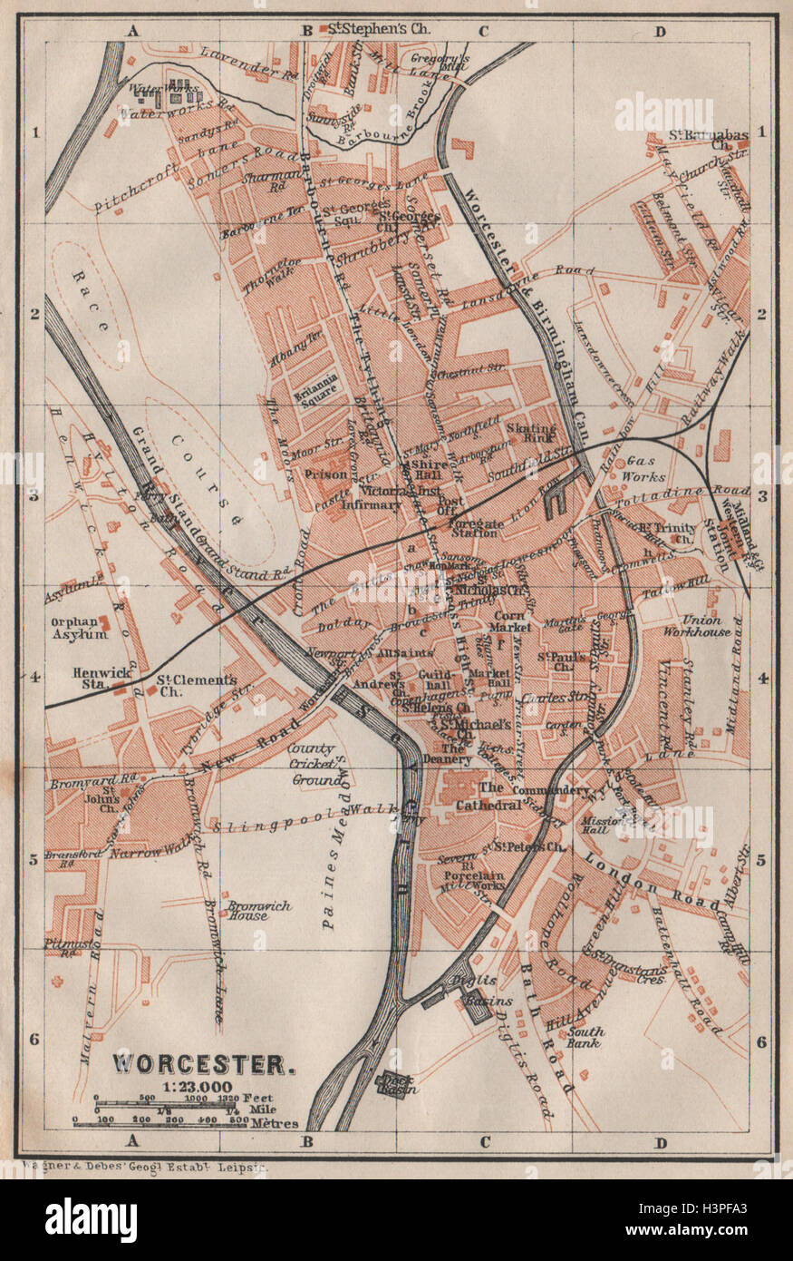 Worcester vintage town city map hi-res stock photography and images - Alamy