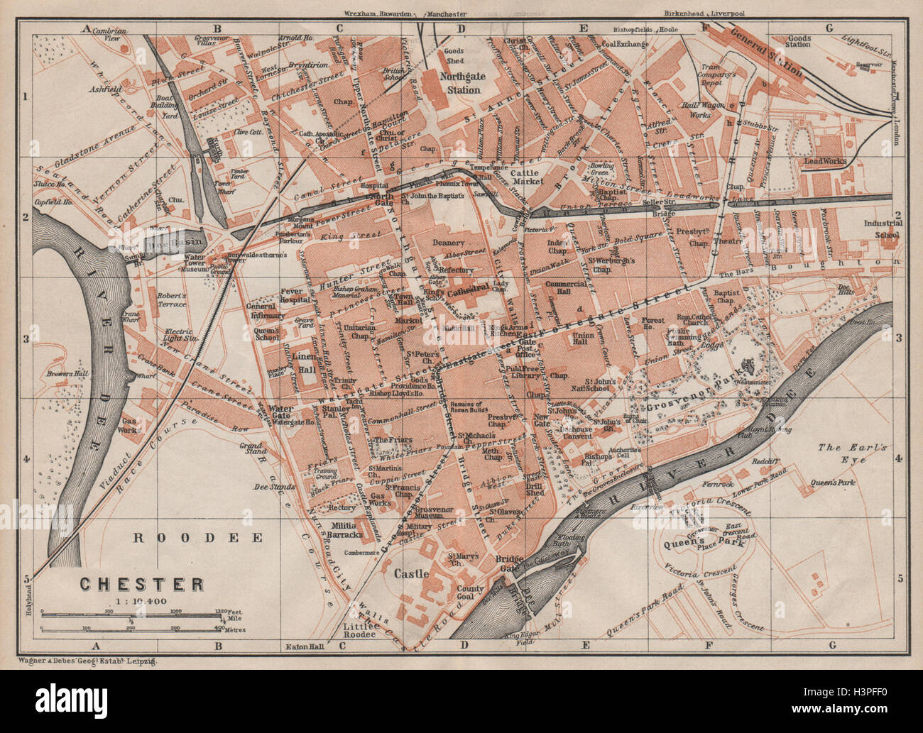 CHESTER town city plan. Grosvenor Precinct Handbridge. Cheshire 1906 ...