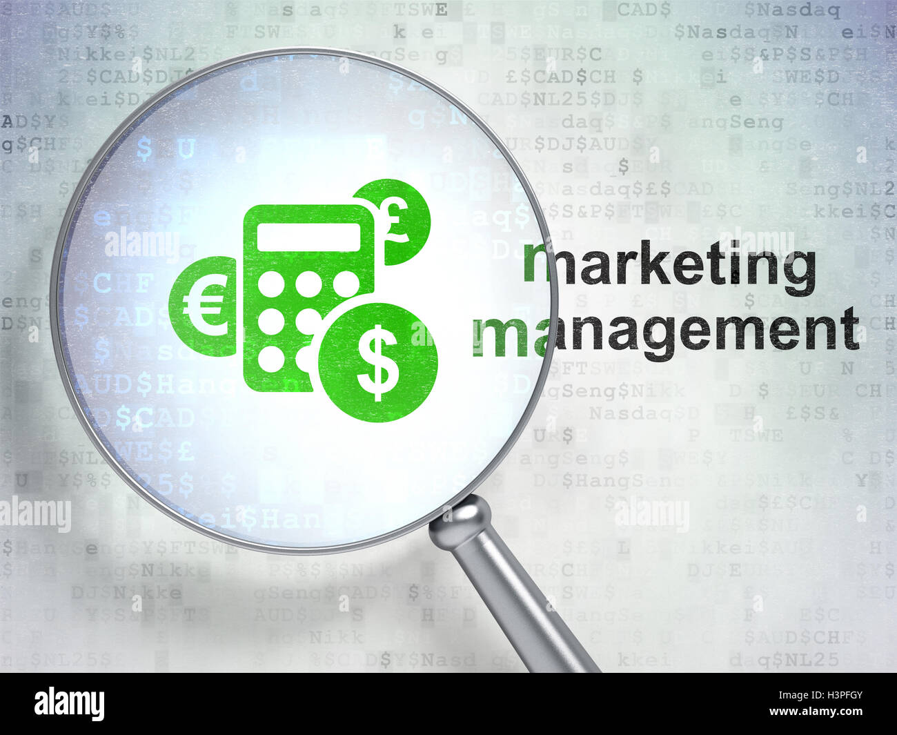 Marketing concept: Calculator and Marketing Management with optical ...
