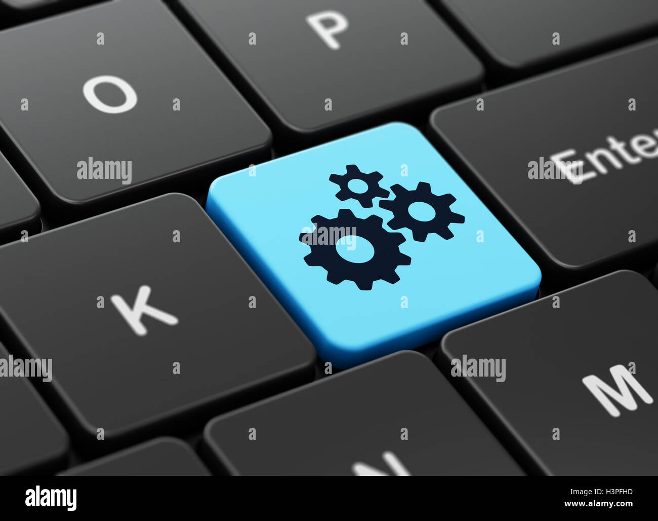 Marketing concept: Gears on computer keyboard background Stock Photo ...