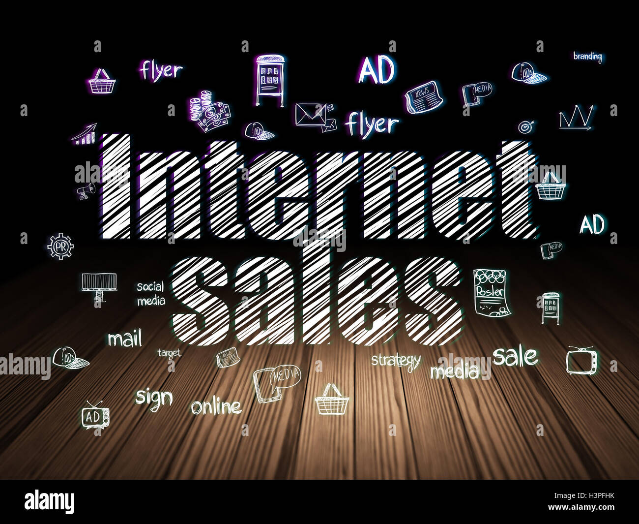 Advertising concept: Internet Sales in grunge dark room Stock Photo - Alamy