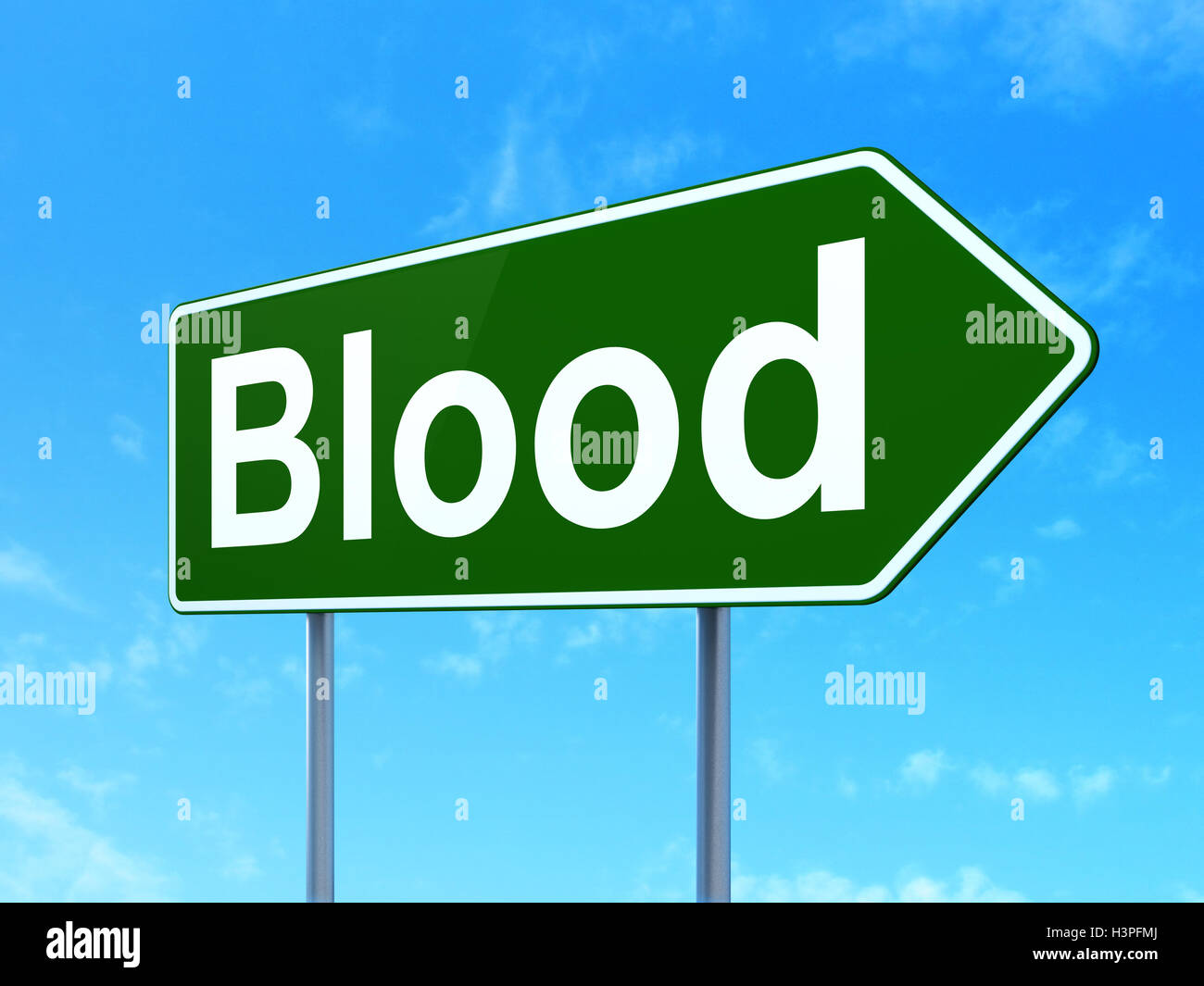 Medicine concept: Blood on road sign background Stock Photo - Alamy
