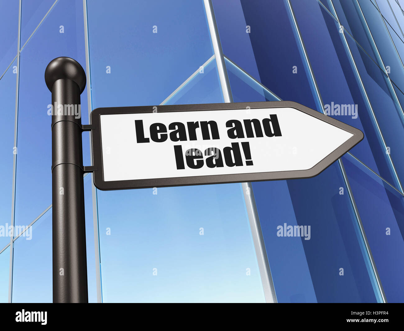 Learning concept: sign Learn and Lead! on Building background Stock ...