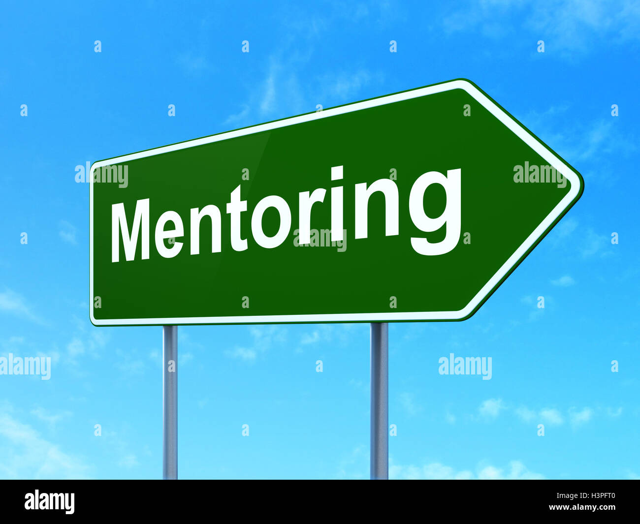 Studying concept: Mentoring on road sign background Stock Photo - Alamy