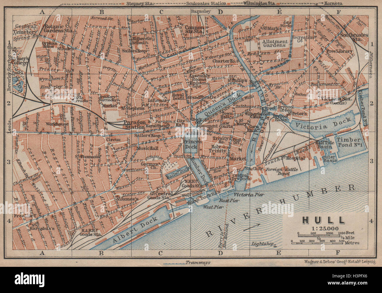 Hull antique town city map plan hi-res stock photography and images - Alamy
