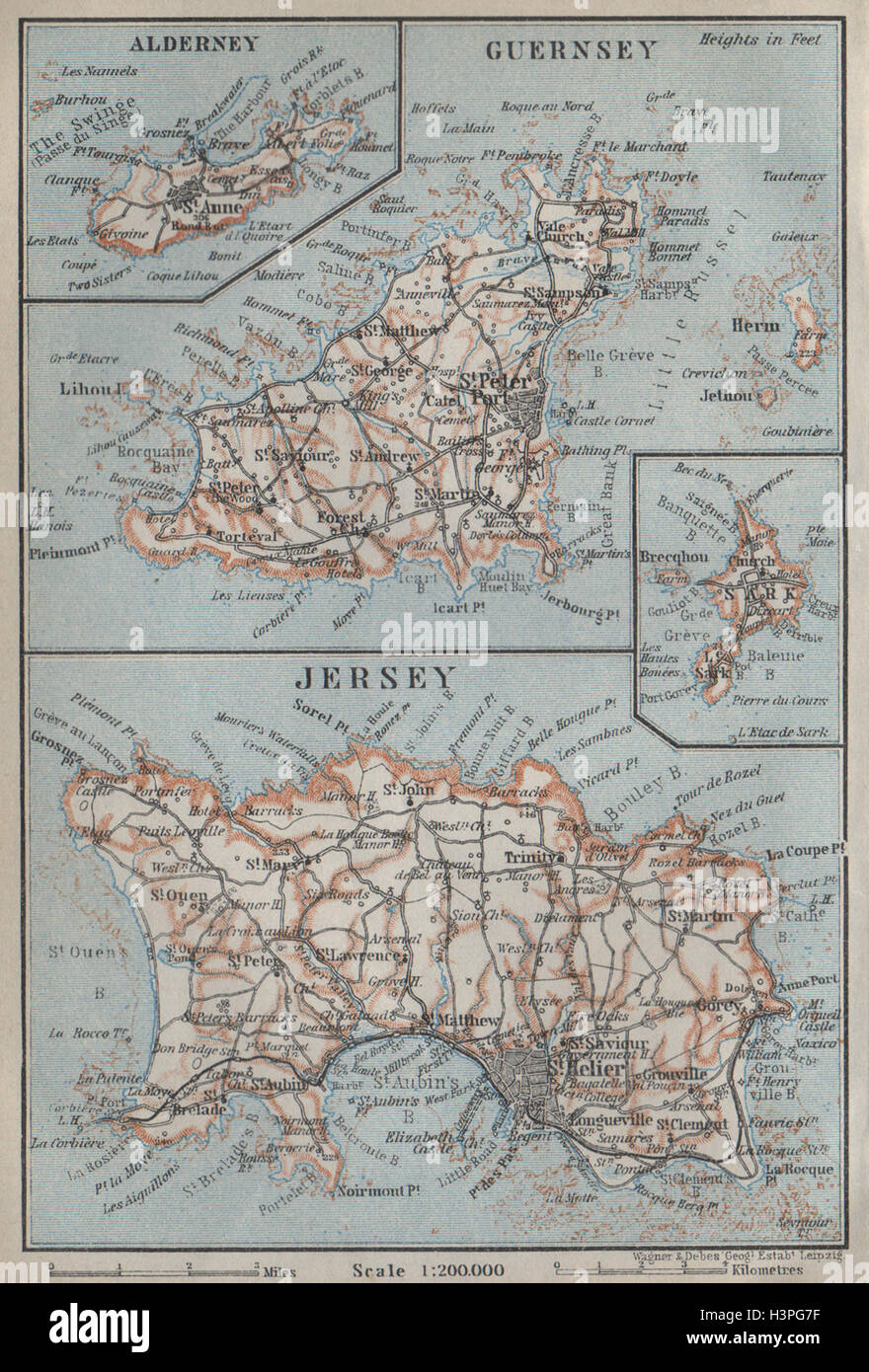 THE CHANNEL ISLANDS. Guernsey Jersey Alderney Sark. BAEDEKER 1927 old ...