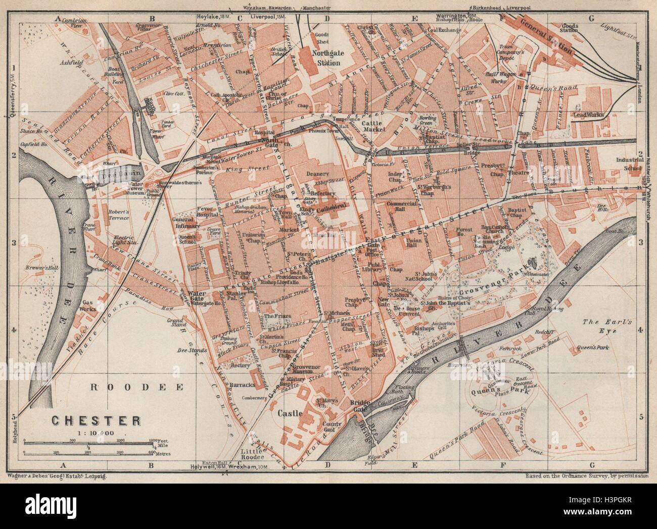 CHESTER town city plan. Grosvenor Precinct Handbridge. Cheshire 1927 ...