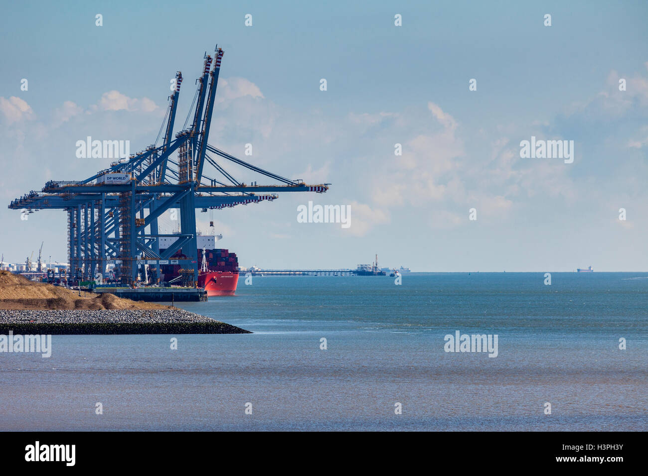 DP World Deep Water Port of London Gateway Viewed from Thameside Nature ...