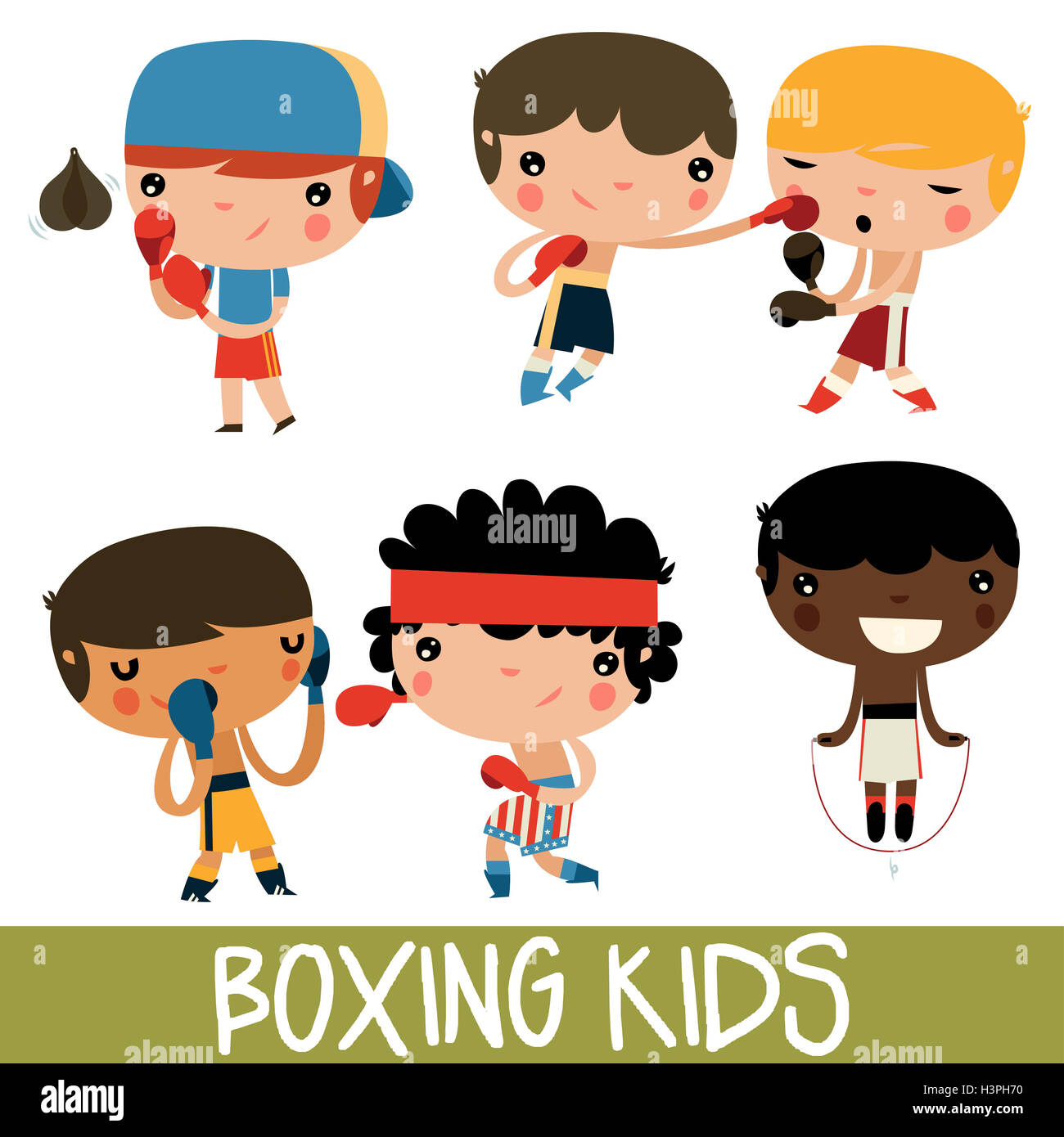 boxing boys set. boxing bag and jumping rope excersises. kids boxing ...