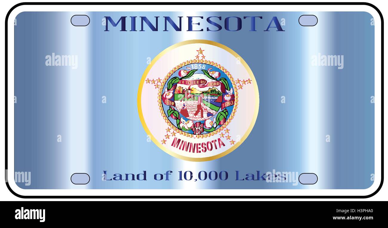 Minnesota state license plate in the colors of the state flag with the ...
