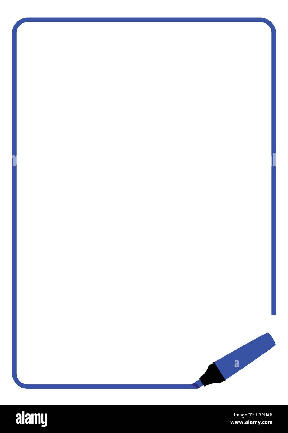 Page border created by a blue highlighter felt tip pen Stock Vector ...