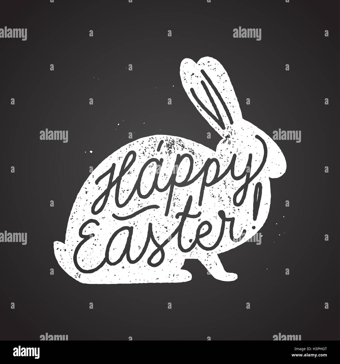 easter rabbit sign calligraphy. chalk handwriting. vector illustration ...