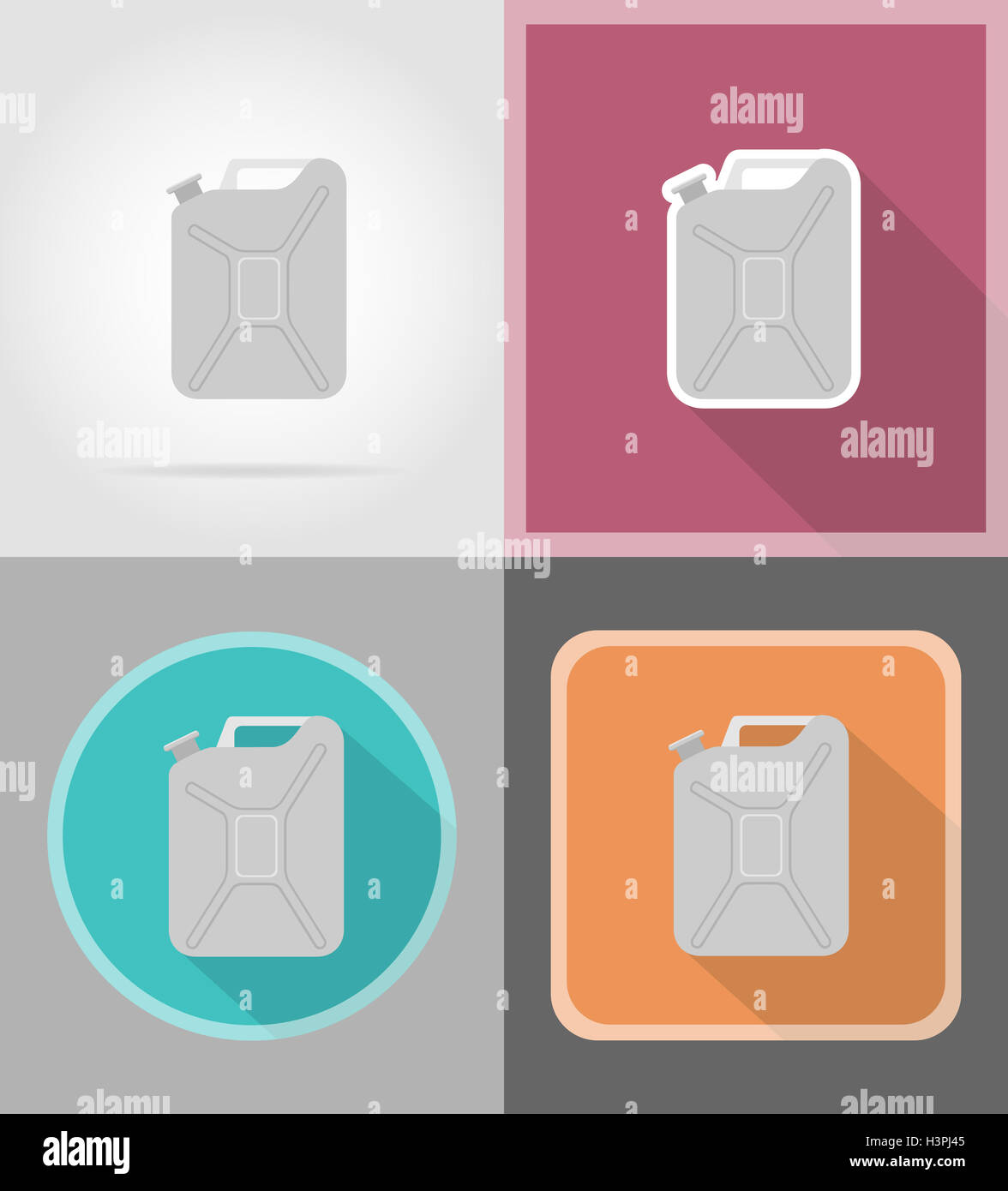 metallic jerrycan flat icons illustration isolated on background Stock Photo - Alamy