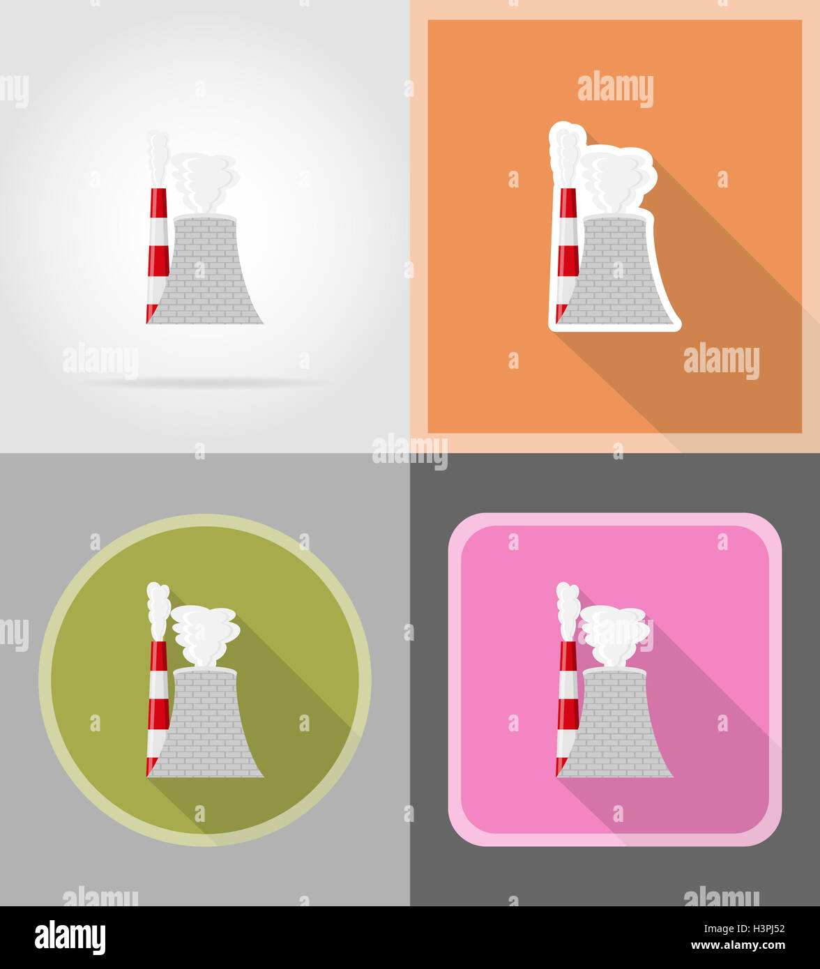 nuclear reactor flat icons illustration isolated on background Stock ...