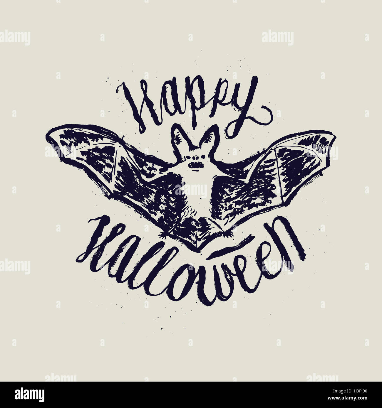 Halloween bat calligraphy. spooky vector label Stock Photo - Alamy