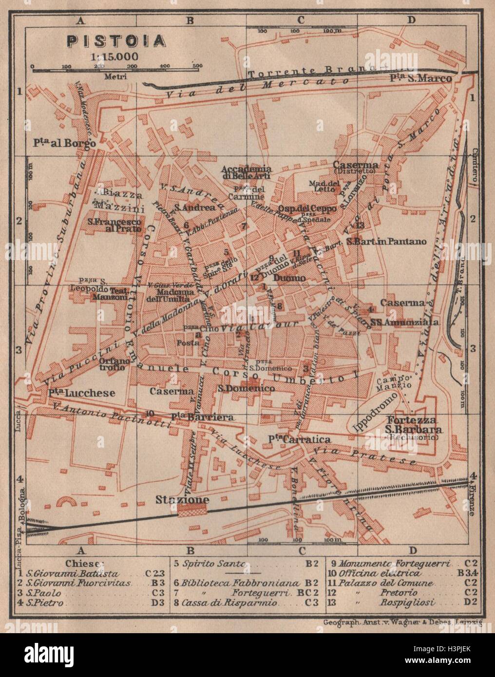 PISTOIA antique town city plan piano urbanistico. Italy mappa. SMALL ...