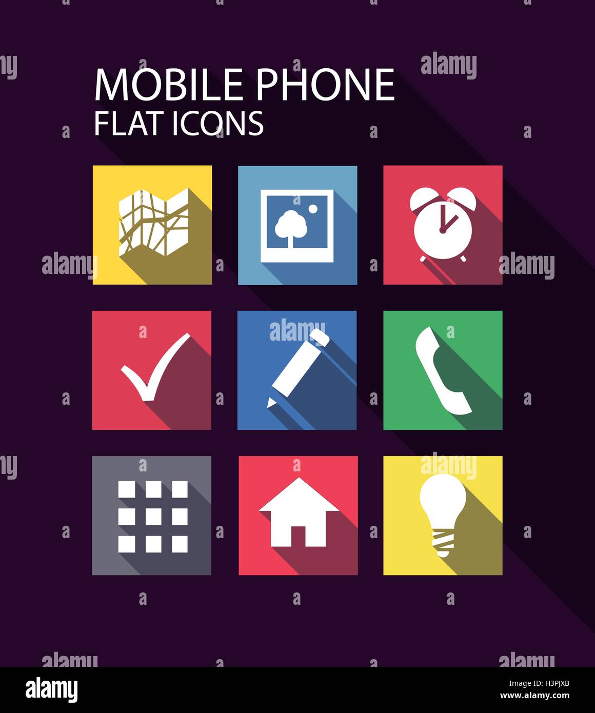 set of flat icons for mobile gadget Stock Photo - Alamy