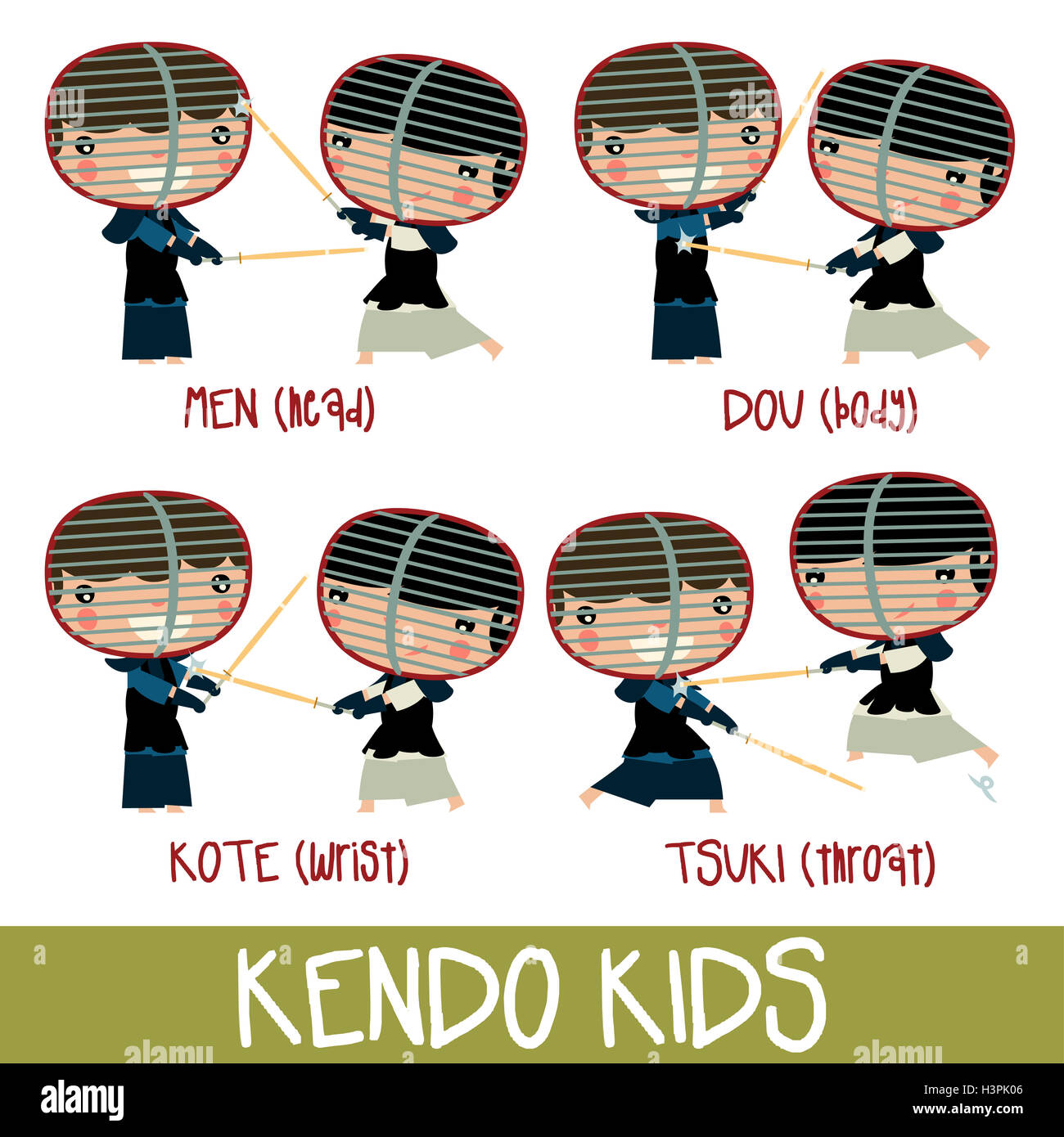 Kendo Players Cartoon